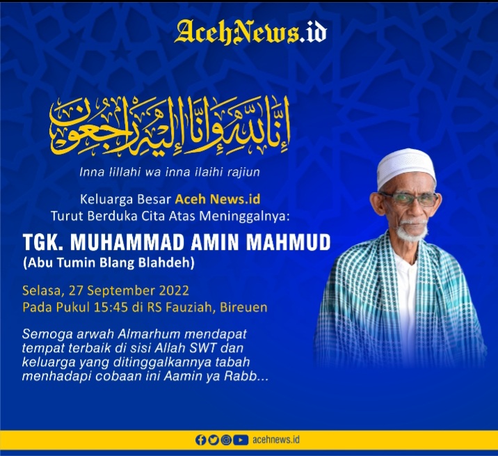 Ulama Kharismatik Aceh, Abu Tumin meninggal dunia, Masyarakat berduka