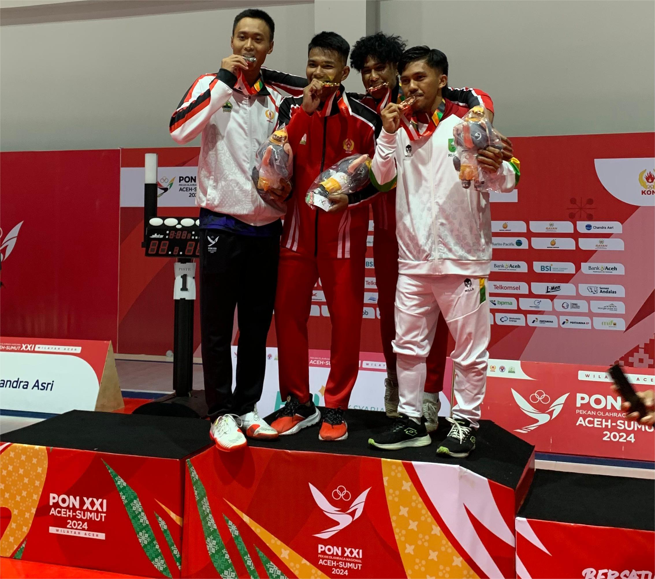 Hari pertama pertandingan, atlit Anggar Aceh sumbang satu Emas dan satu Perunggu